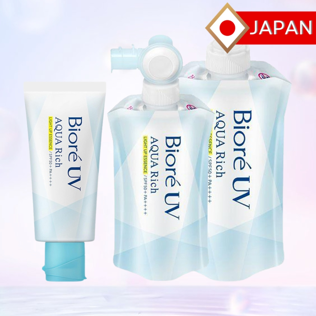 Biore UV Aqua Rich Light-Up Essence Sunscreen Tube/Fresh Pouch/Refill ...