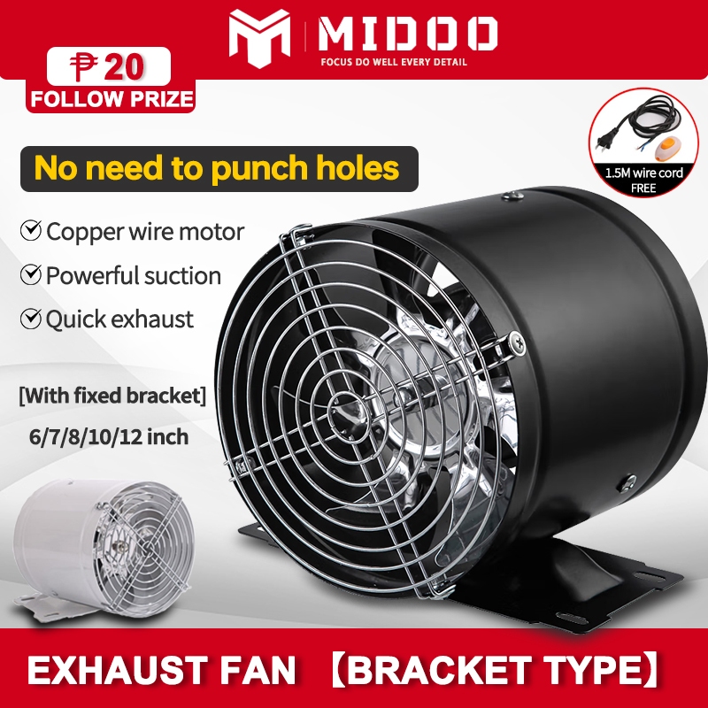 MIDOO Newly Upgraded Exhaust Fan 6/7/8/10/12 inch Metal Ventilation Fan ...