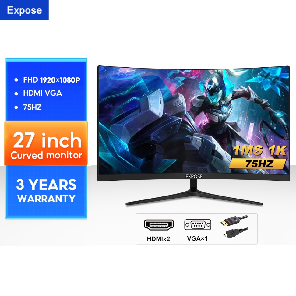 Expose 24 27 inch Gaming Monitor 120Hz/144Hz/165Hz Curved white PC ...