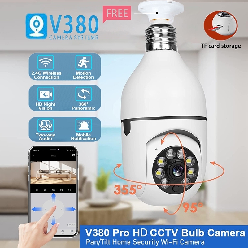 V360 Pro Q15/ Q16s CCTV BULB Camera Wireless Auto Tracking Wi-Fi Night ...