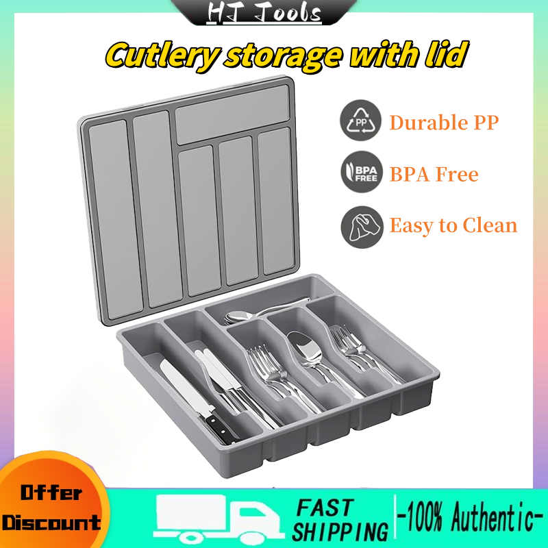 Cutlery Organizer With Cover,Utensil Organizer For Drawer, Cutlery ...