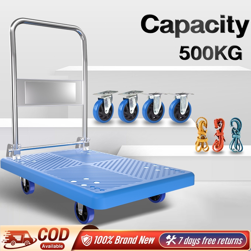 Trolley Push Cart Hand Truck Steel Heavy Duty Trolly Cart Capacity 1000Kg Folding Water Cart 7 ...