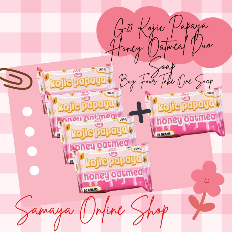 BUY 4 TAKE 1 - G21 KOJIC PAPAYA HONEY OATMEAL MINI SOAP (5PCS) | Shopee ...