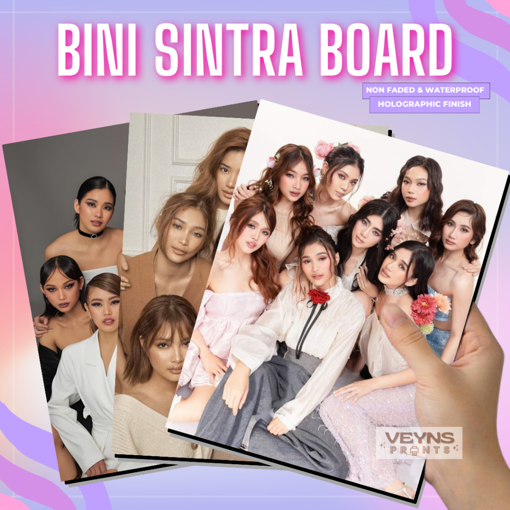 PPOP: BINI GROUP PHOTO 3MM HOLOGRAPHIC SINTRA BOARD WALL DECOR FOR ...