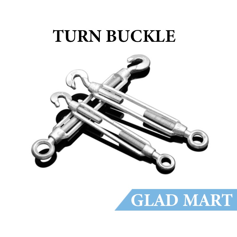 M6 M8 M10 M12 M16 GI Turn buckle Hook &Eye Buckle 1PCS Tensioner Screw ...