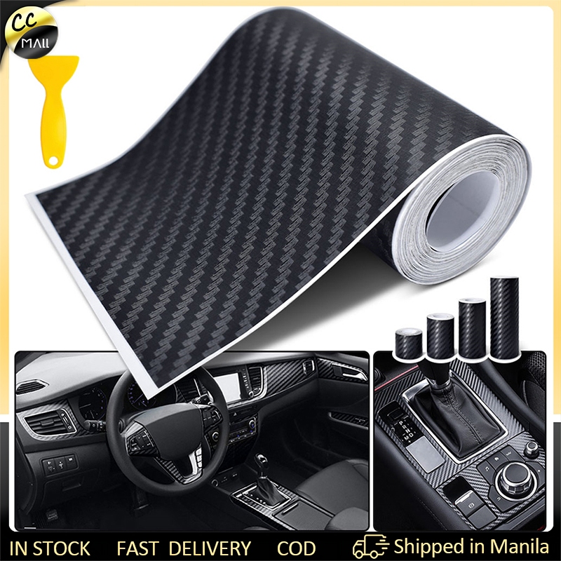 3D Carbon Fiber Sticker black matte Vinyl Wrap Sheet Roll Film Car ...