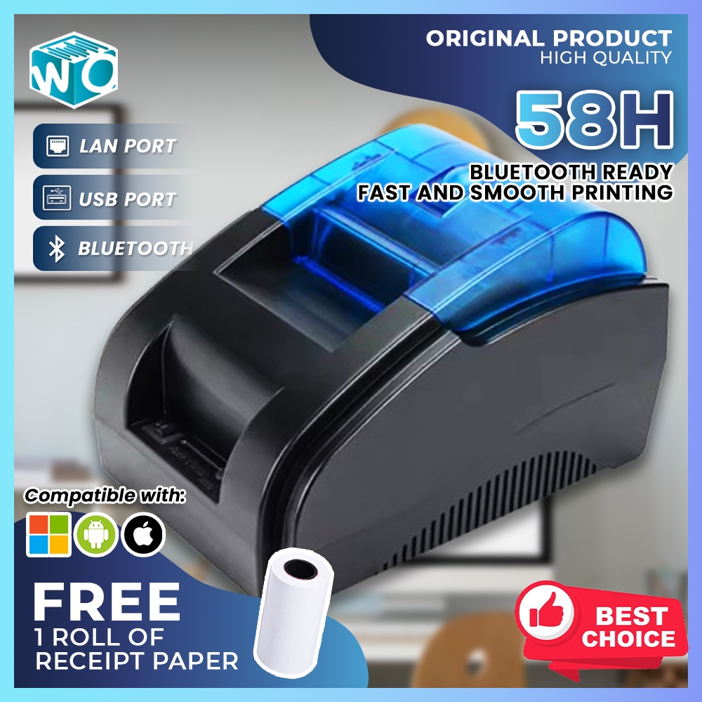 58H Receipt Printer (Bluetooth/USB) 58MM Printer POS Mini Printer with ...