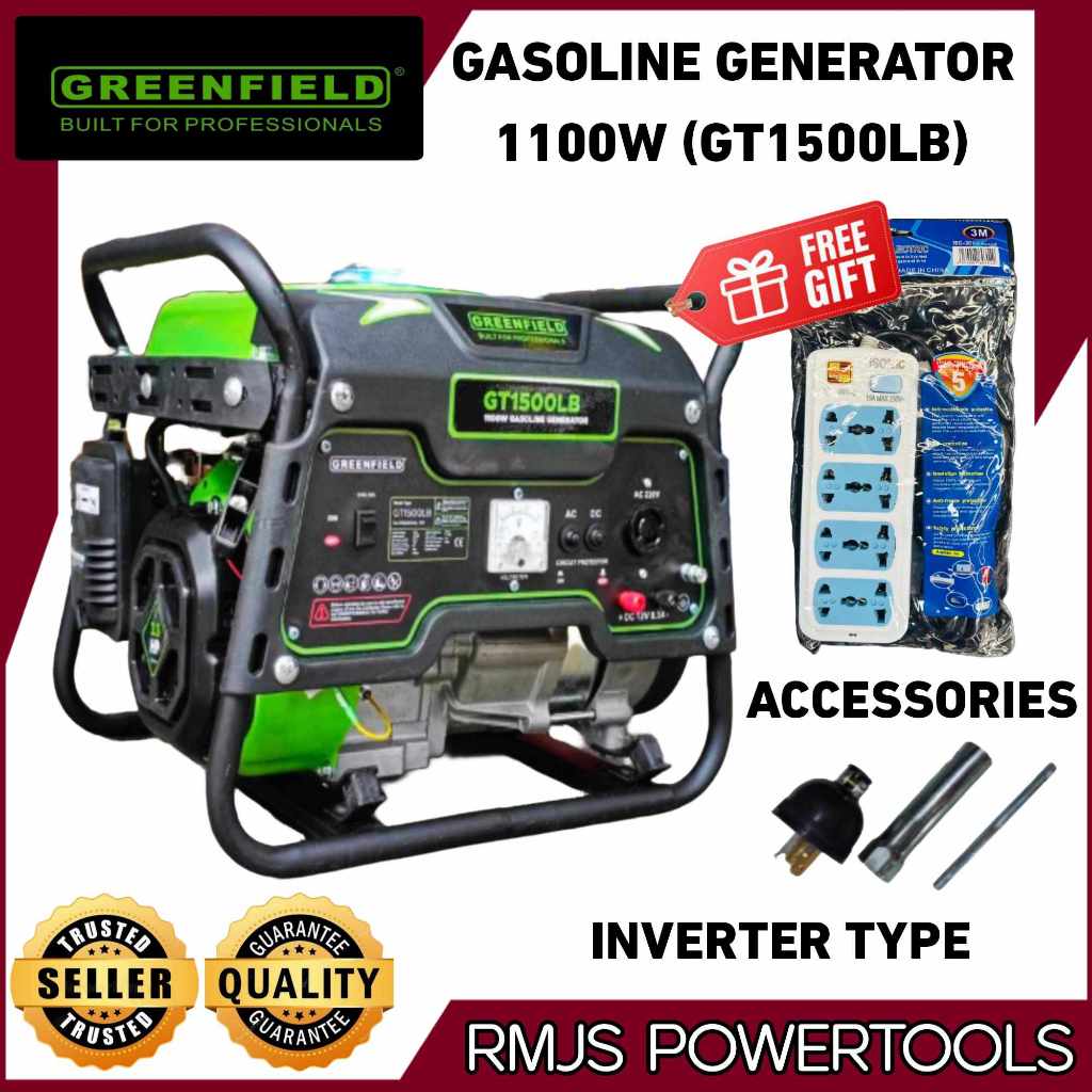 Greenfield Gasoline Generator 1100W 5L Recoil Start With Extension Cord ...