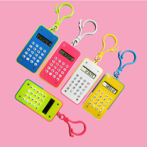 8 Digits Electronic Mini Calculator Keychain Random Color Pop | Shopee ...