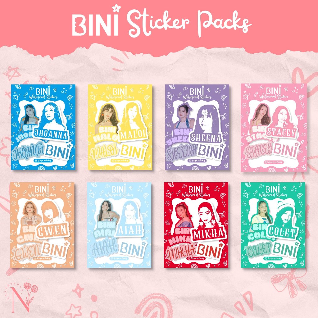 4pcs BINI Waterproof Vinyl Sticker Pack | Laptop Sticker, Tumbler ...
