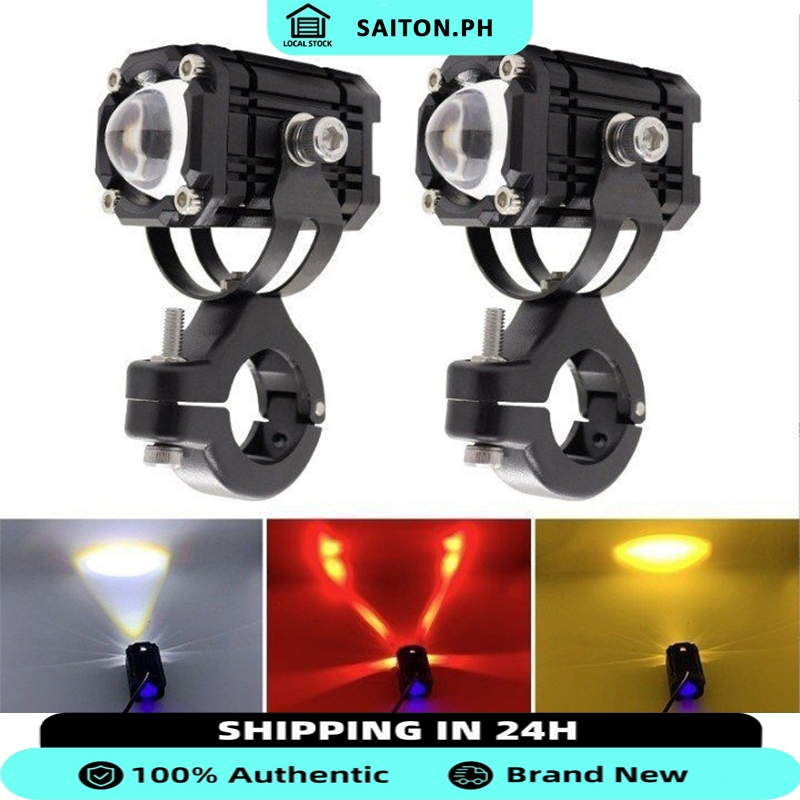 60W Tricolor Mini Driving Light Motorcycle Spot Light Auxiliary LED ...
