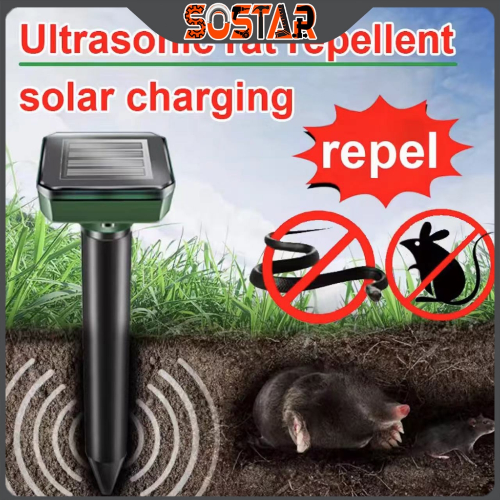 Solar Powered Snake Mole Repellent for Outdoors Ultrasonic Snake ...