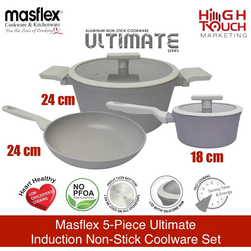 Masflex 5-Piece Ultimate Forged Induction Non-Stick Cookware Set ...