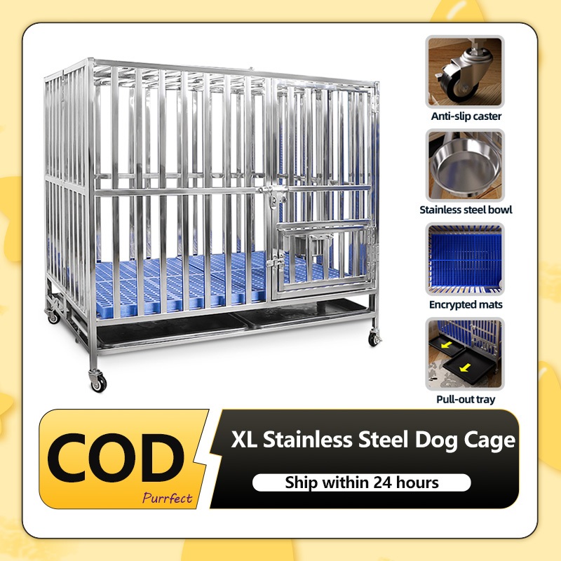 XLstainless steel dog cage large dog medium dog cage indoor with toilet ...