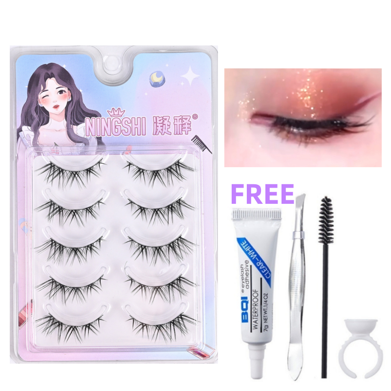 Cat Eye Cool Sweet False Eyelashes With Free Glue Invisible Stem 3D ...