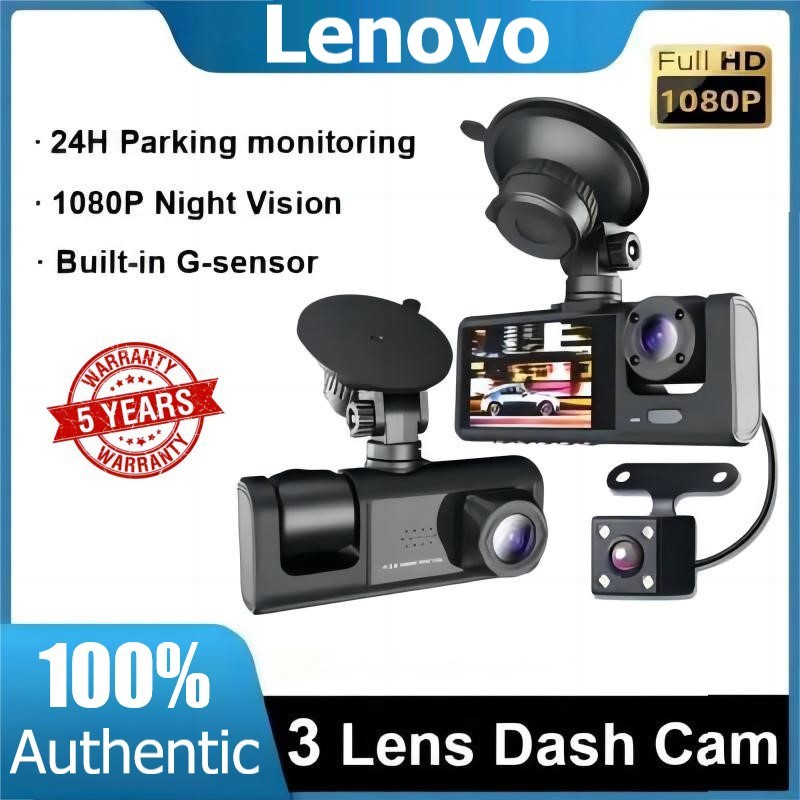 Lenovo 3in1 Dash Cam Car Camera Dvr Hd 1080p Wide Angle Cycle Recorder ...