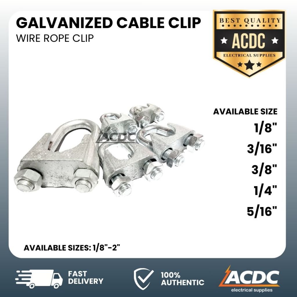Cable Clip/Wire Rope Clip 1/8", 3/16", 3/8", 1/4", 5/16" | Steel Clip ...