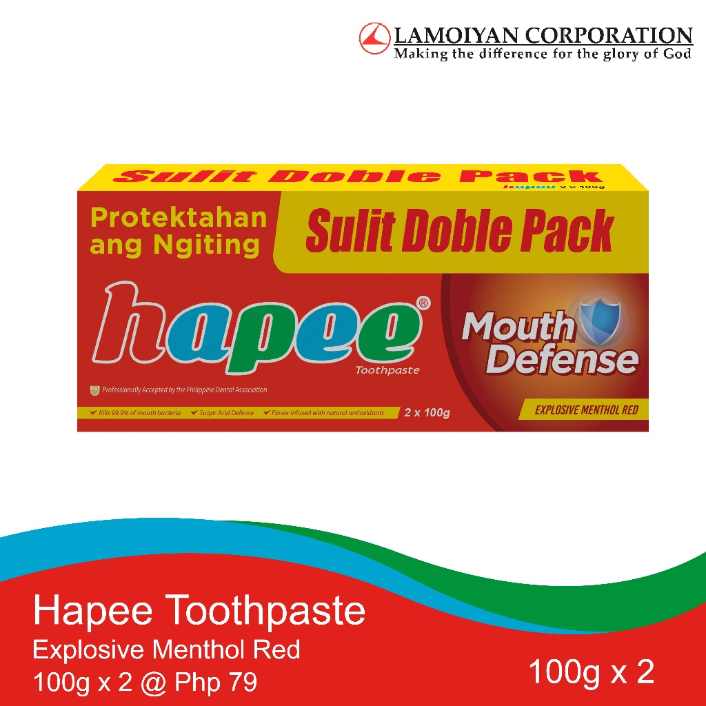 [Bundle of 2] Hapee Toothpaste Explosive Menthol Red 100g | Shopee ...