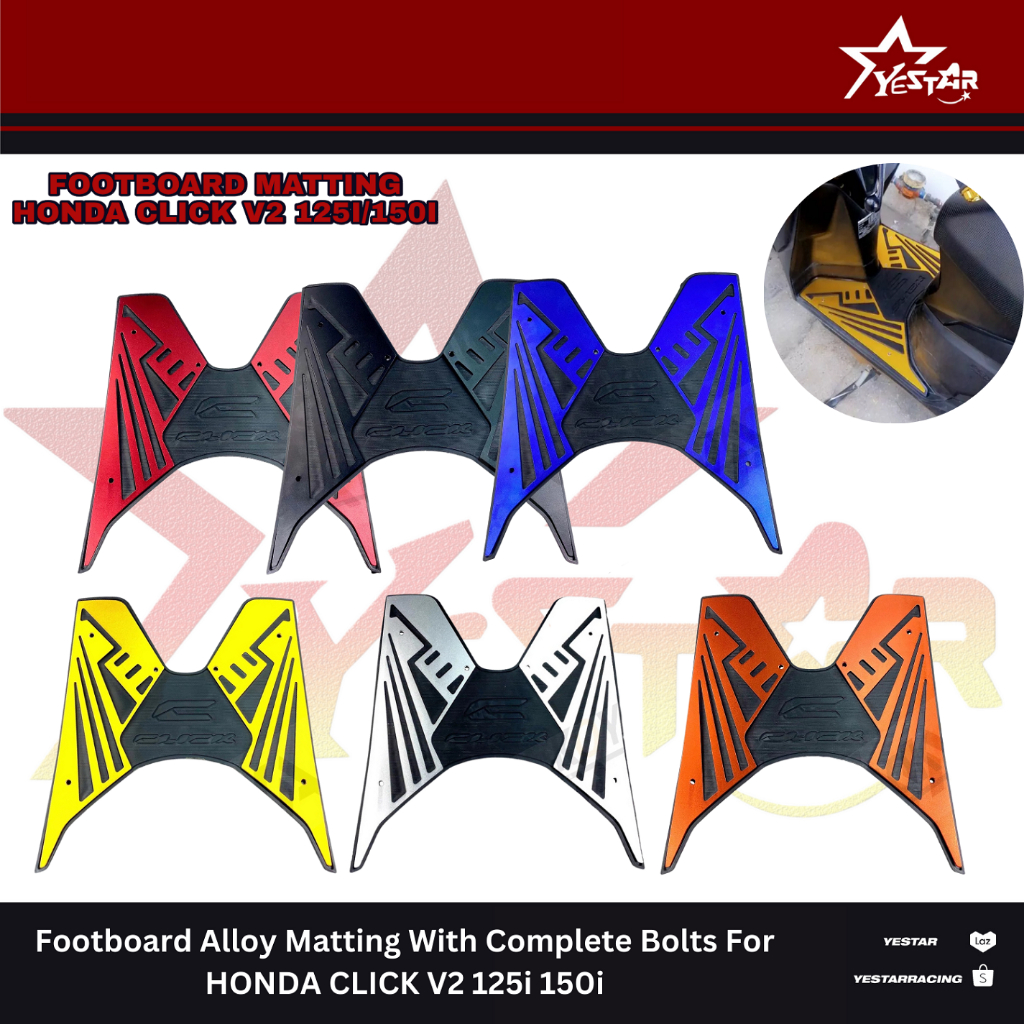 Yestarracing Footboard Alloy Matting for HONDA CLICK V2 125i 150i W ...