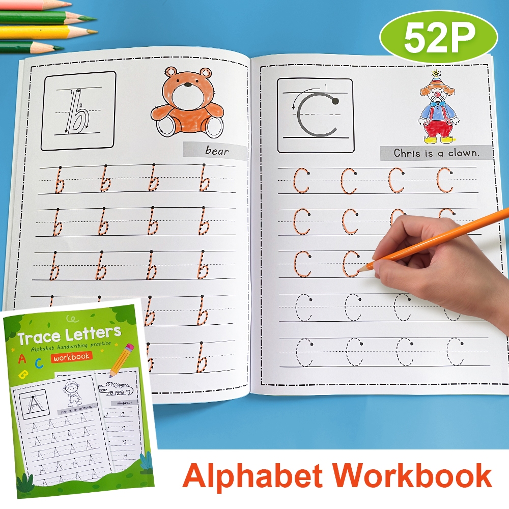 26 Letters English Workbook Educational Trace Letters Alphabet Copybook ...