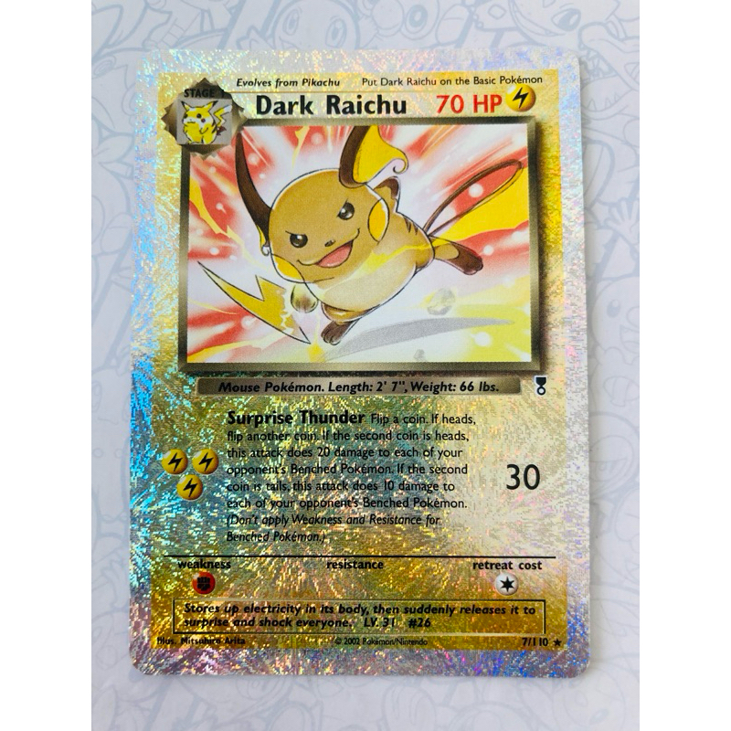 DARK RAICHU LEGENDARY COLLECTION REVERSE HOLO! Original Pokemon Trading ...