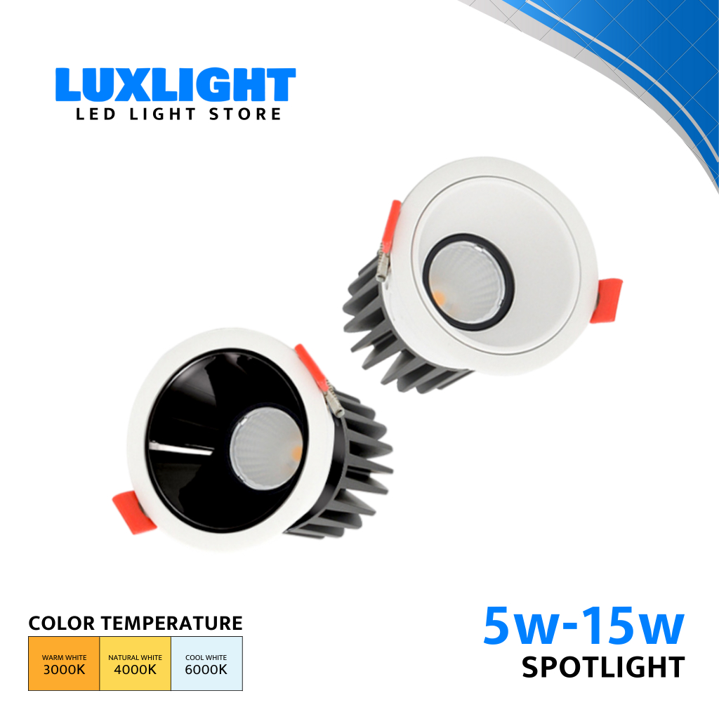 Lux Light Recessed Spotlight PREMIUM Quality/5-15W/White & Black Inner ...