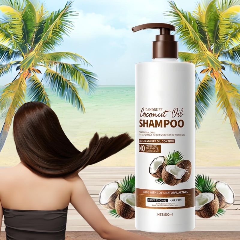 500ml Coconut Shampoo Anti-Dandruff Repair Damage Hair Dry Hair Care Refreshing Control Oil ...