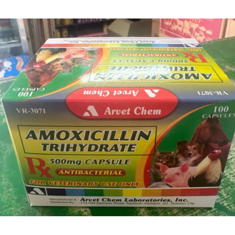 (1 BOX)AMOXICILLIN500 Trihydrate 500mg For Animal Use 100 Capsule For ...