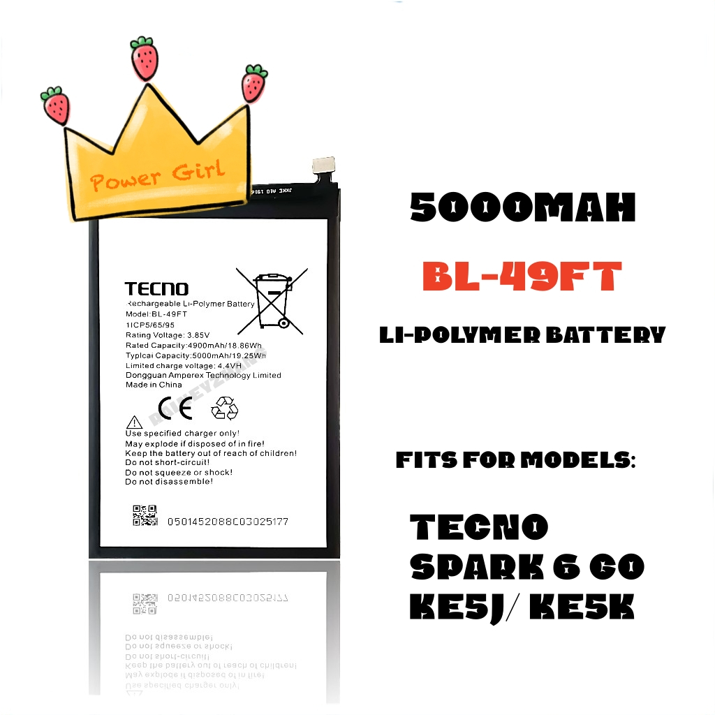 Battery BL-49FT Tecno Spark 6 Go KE5J/ KE5K 5000mAh | Shopee Philippines