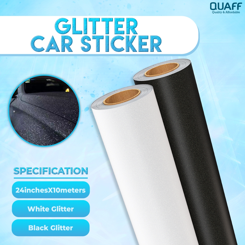 Quaff Glittered Car Sticker Car Wrap Self Adhesive Indoor/Outdoor Decal ...