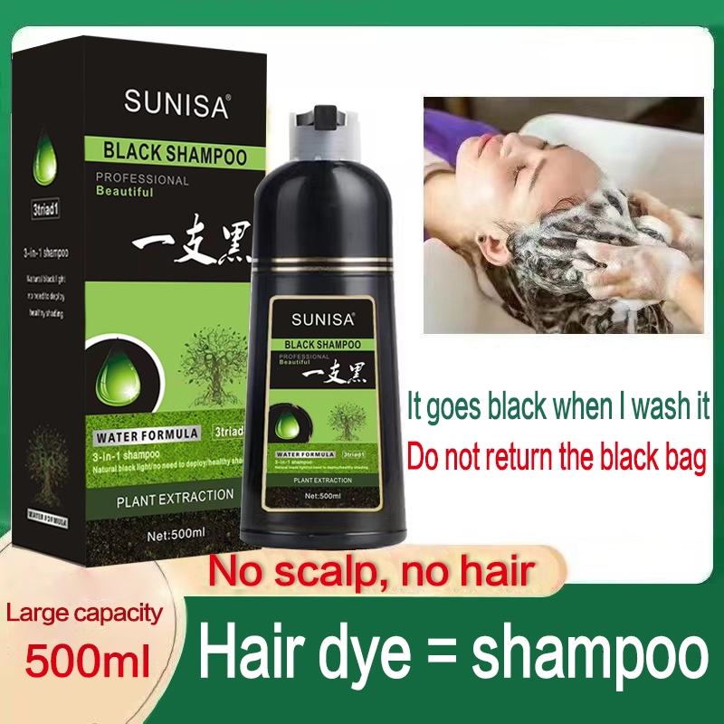 Buy 1 Take 1 SUNISA Black & Brown Shampoo Herbal Hair Color 500ml Hair ...