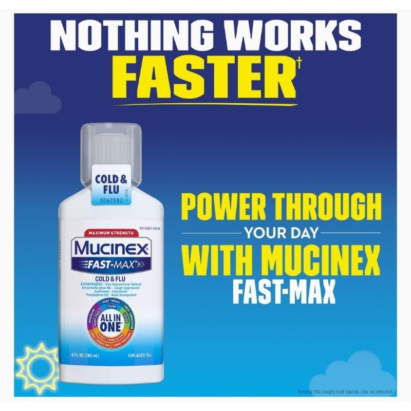 Mucinex Fast-Max Cold & Flu All-in-One Maximum Strength Liquid 180ml (6 ...