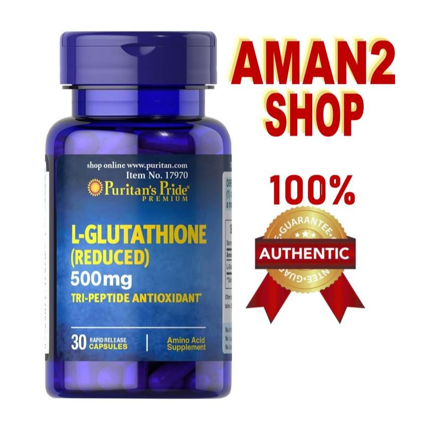 Puritan's Pride L-Glutathione (Reduced) 500 mg 30 Capsules, Tri-Peptide ...
