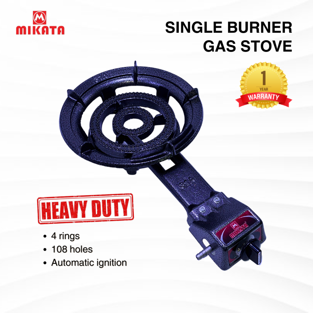 Mikata Cast Iron Gas Stove Heavy Duty Single Burner Automatic Ignition Gas Stove Low Pressure ...