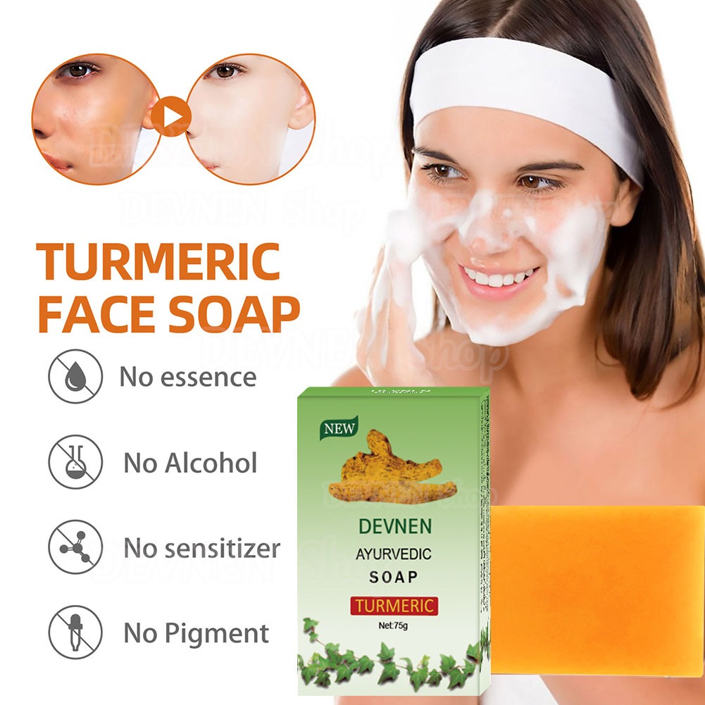 DEVNEN Turmeric Soap Whitening Original Anti Pimples And Acne Cleansing ...