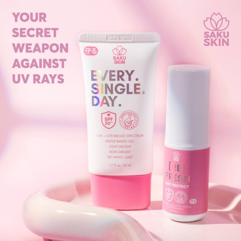 SAKU SKIN Sunscreen SPF 50 Whitening Sunblock Cream Water Based Face ...