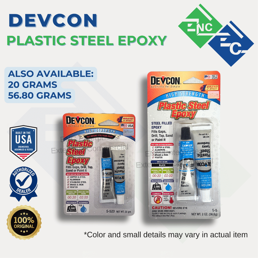 Devcon Plastic Steel Epoxy | #1 Brand | Heavy Duty | 20 or 56.8 Grams ...
