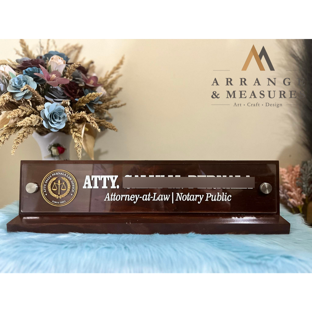 Customize Acrylic and Hard Wood Office Desk Name Plate L-Type Style ...