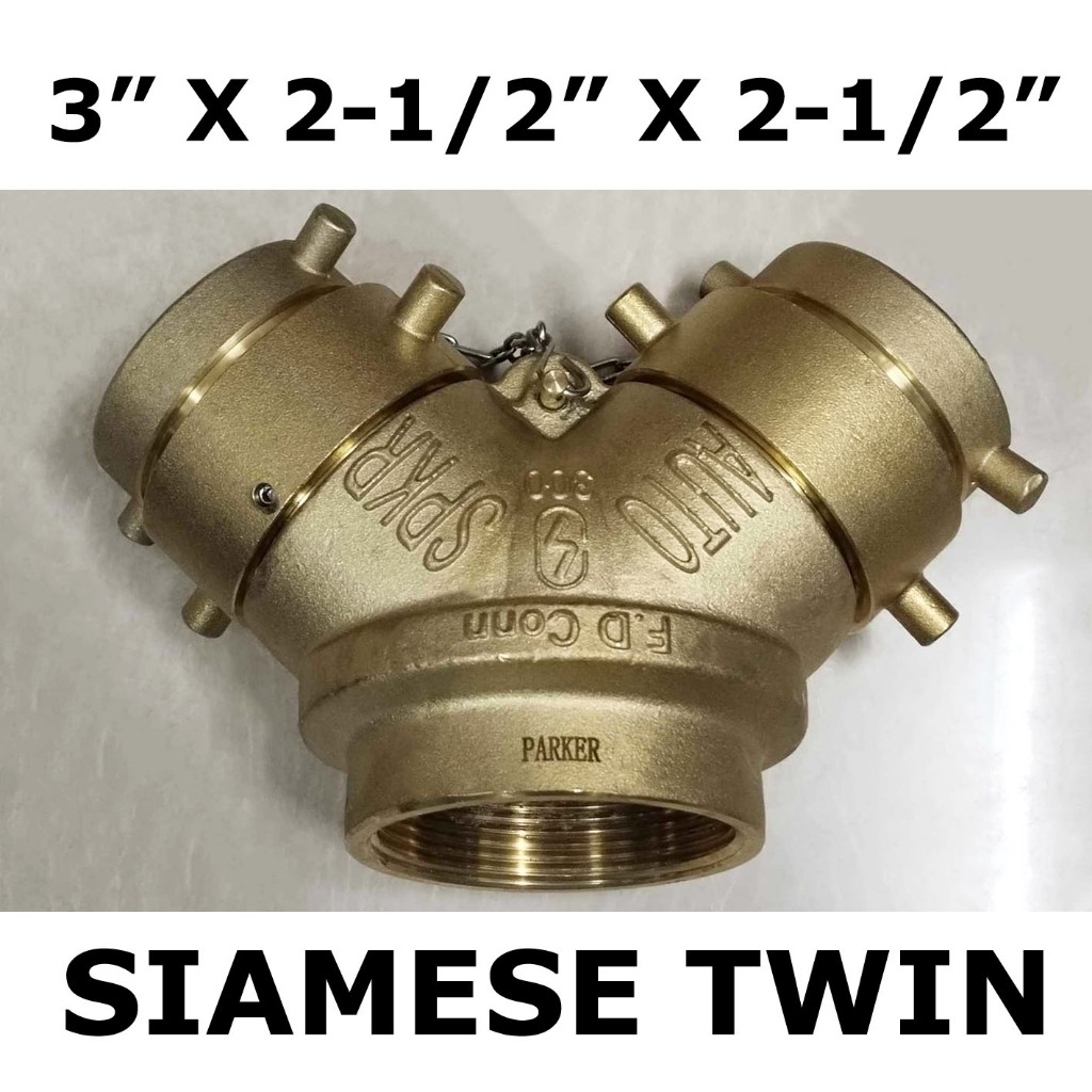 SIAMESE TWIN 3" X 2-1/2" X 2-1/2" WITH CHAIN AND CAP FIRE HYDRANT ...