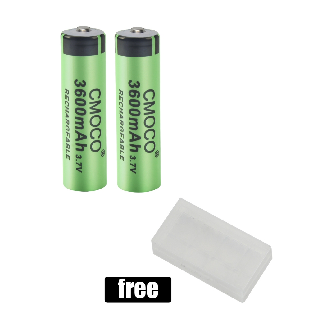 CMOCO 2pcs 18650 3600mAh Rechargeable Battery 3.7V Li-ion Battery For ...