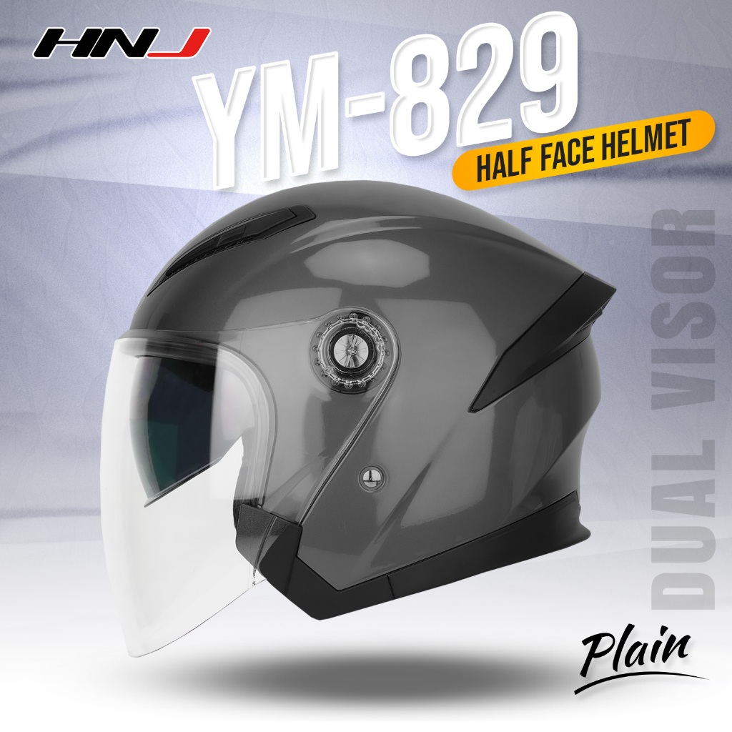 HNJ YM-829 helmet half face for motorcycle (Dual Visor) for men and ...