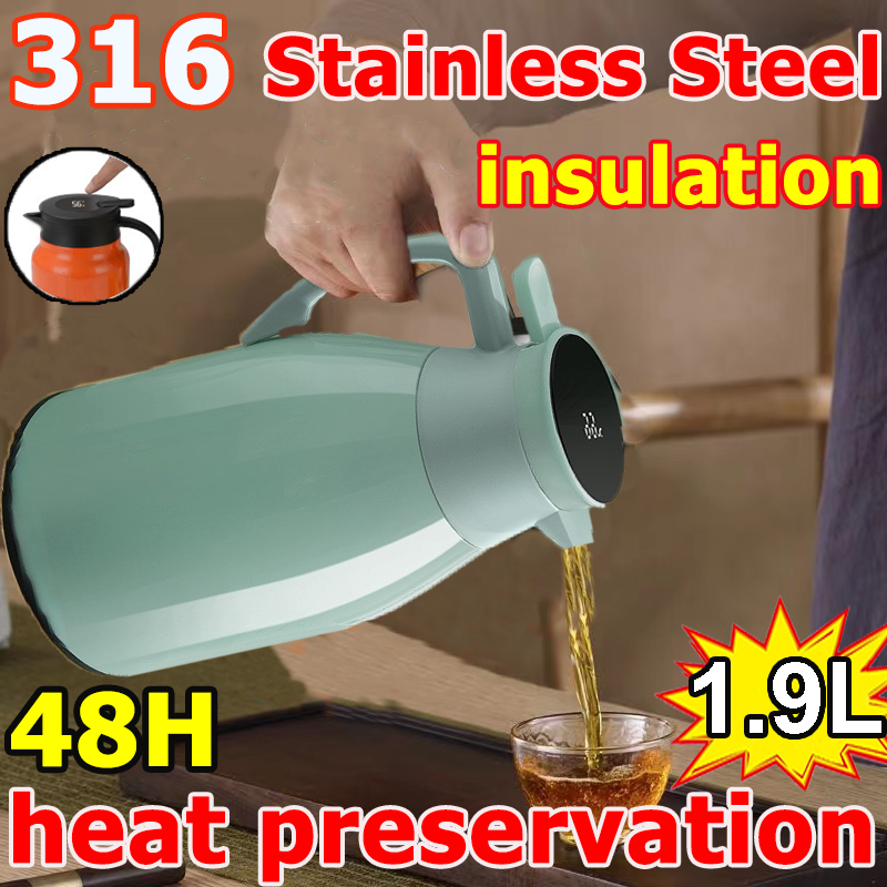 316 Stainless Thermos for hot water 1500ML heat preservation kettle 48h ...