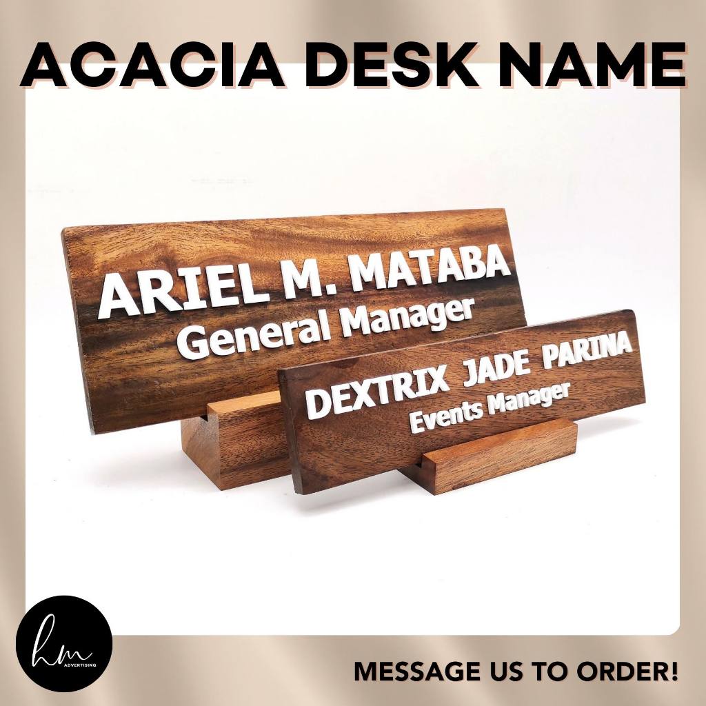 Acacia Desk Name Plate | Office Table Top | Personalized Table Name ...