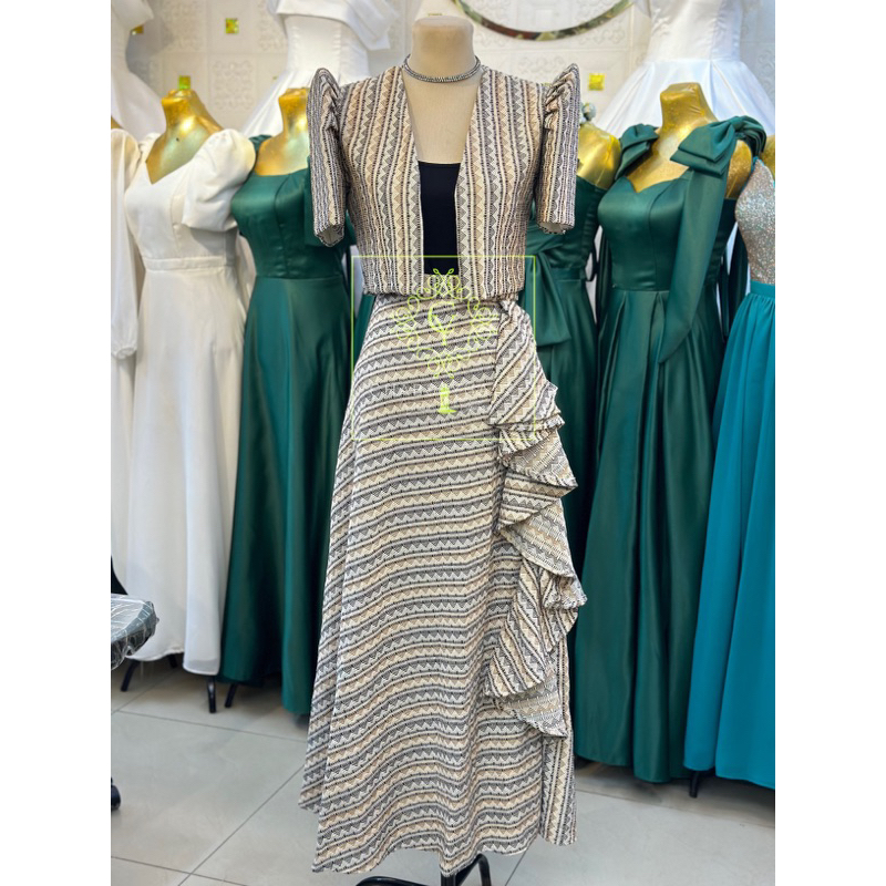 Modern Filipiniana Ethnic Inabel bolero and skirt (inner not included ...