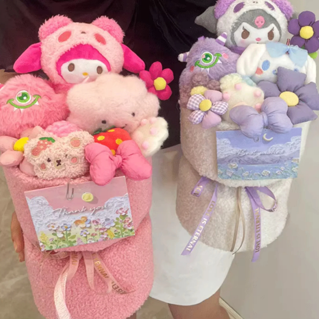 Sanrio Kuromi Plush KT Flower Bouquet Cartoon Hellokitty Cinnamoroll ...