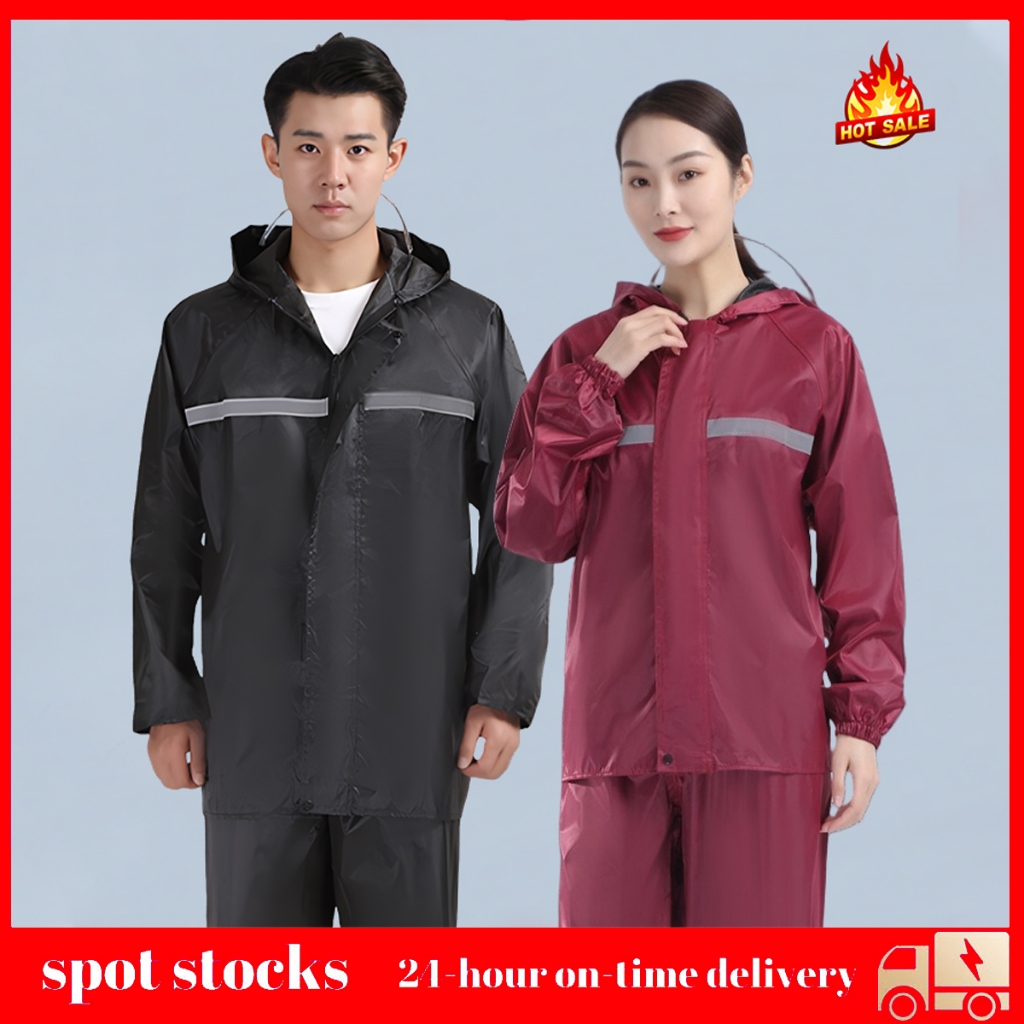 Adult split raincoat suit rainstorm proof double brim raincoat outdoor ...