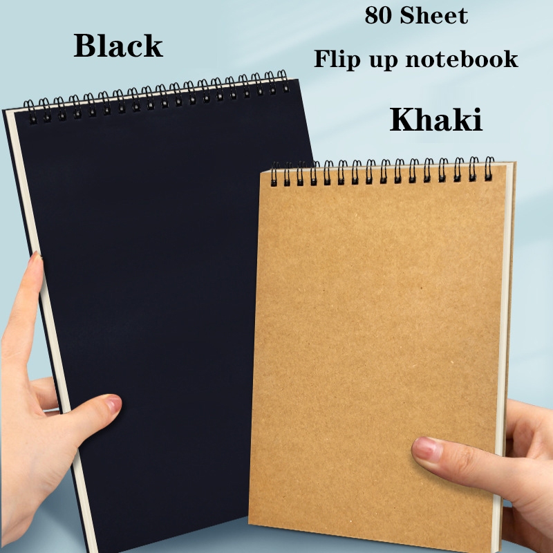 Flip Up Spring Notebook 80Sheets Thick Kraft Paper Vertical Noteook ...