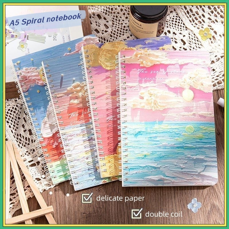 A5 Oil Painting Coil Notebook Spiral Landscape aesthetic notepad ...