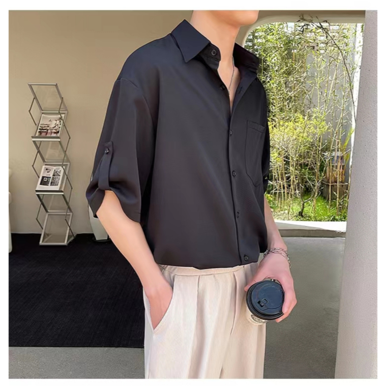 Huilishi 6color Oversized Plain Mens Short Sleeve Fashion Korean Style