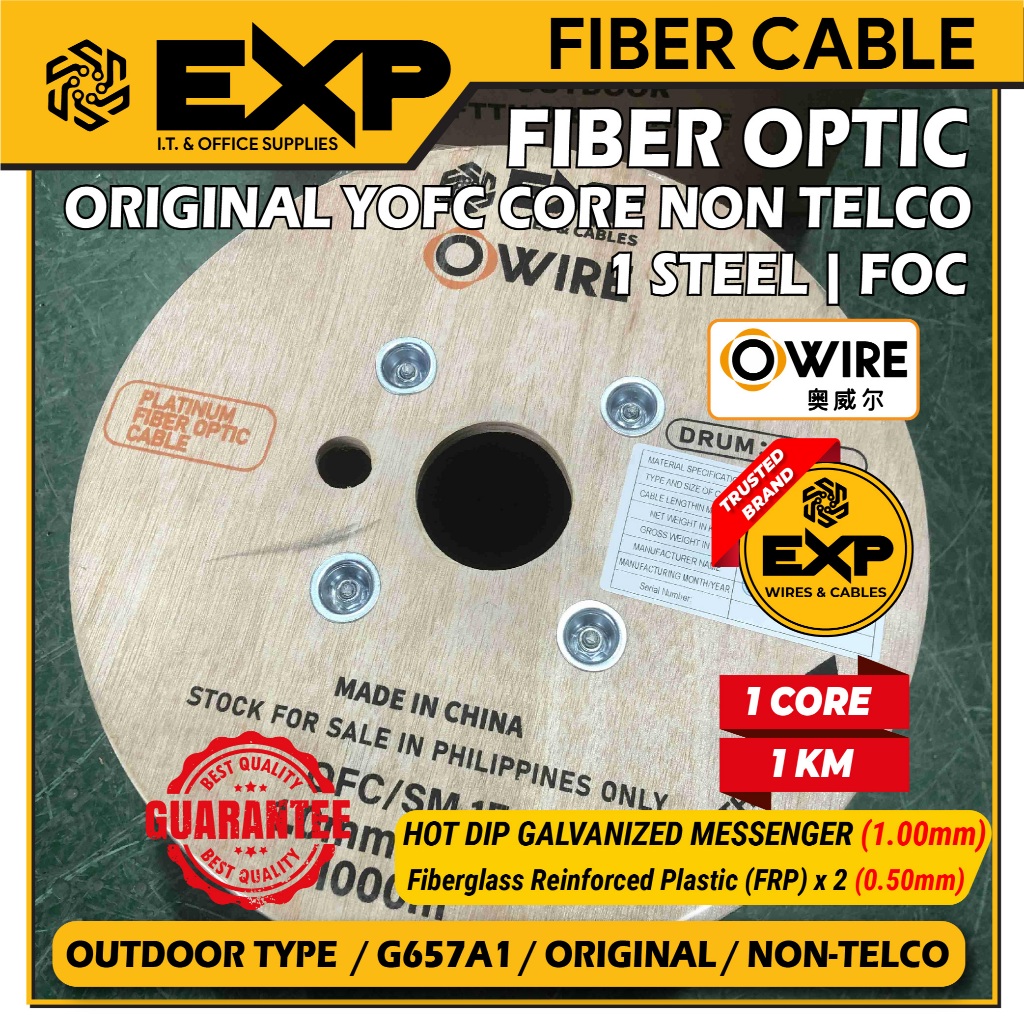 FIBER OPTIC CABLE | EXP x OWIRE | 1 CORE | 1KM | 1 STEEL | FRP (NON ...
